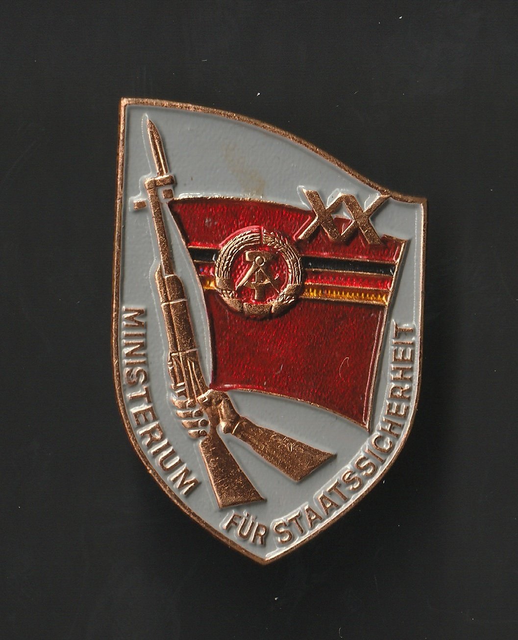 DDR, MfS Stasi XX Jahre anniversary badge - DDR Awards & Badges ...